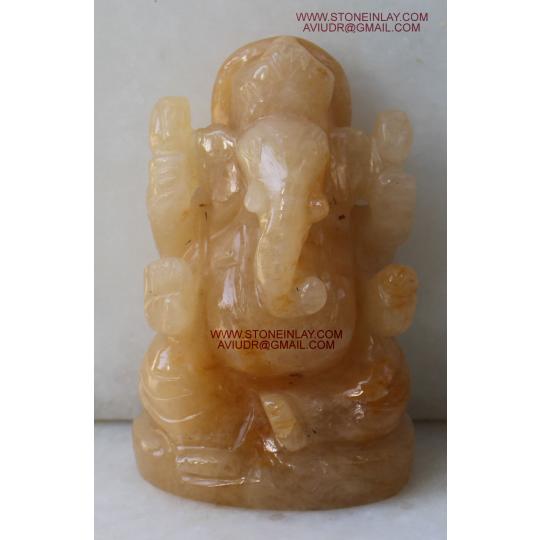 Semiprecious Gem Stone Red Jade Quartz God Ganesha Statue Peace ...