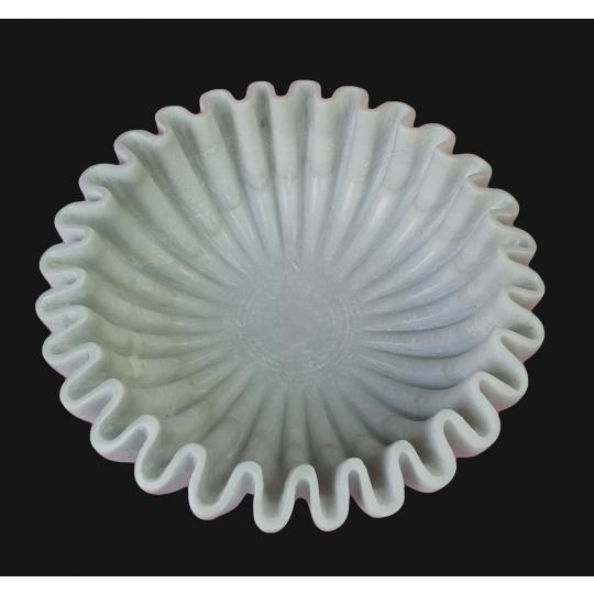 Hand-Carved White Marble Ruffle Bowl | Elegant Decorative Urli | AVI ...