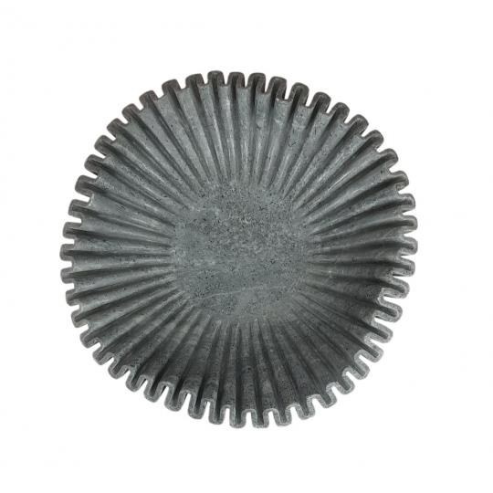 Hand-Carved Black Grey Marble Scallop Ruffle Bowl | Vintage Decorative ...