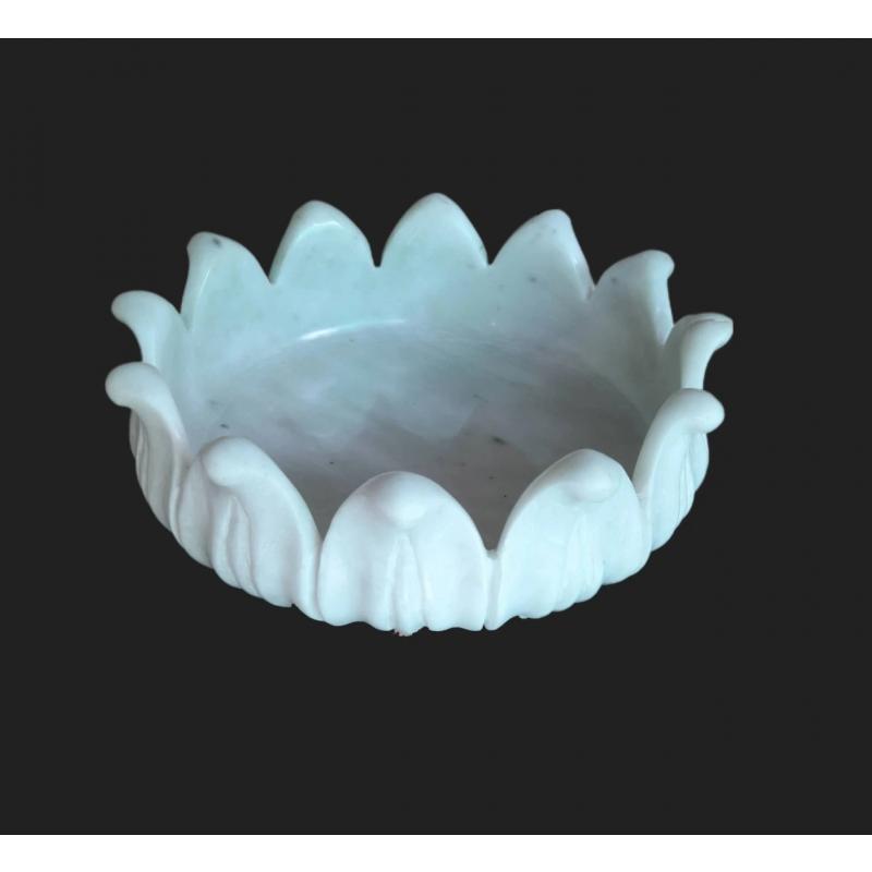 Hand-Carved White Leaf Edge Marble Bowl | Elegant Decorative Bowl | AVI ...