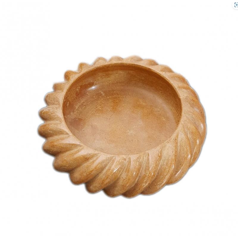 Handcrafted Yellow Marble Ripple Urli Bowl | Elegant Decorative Accent ...