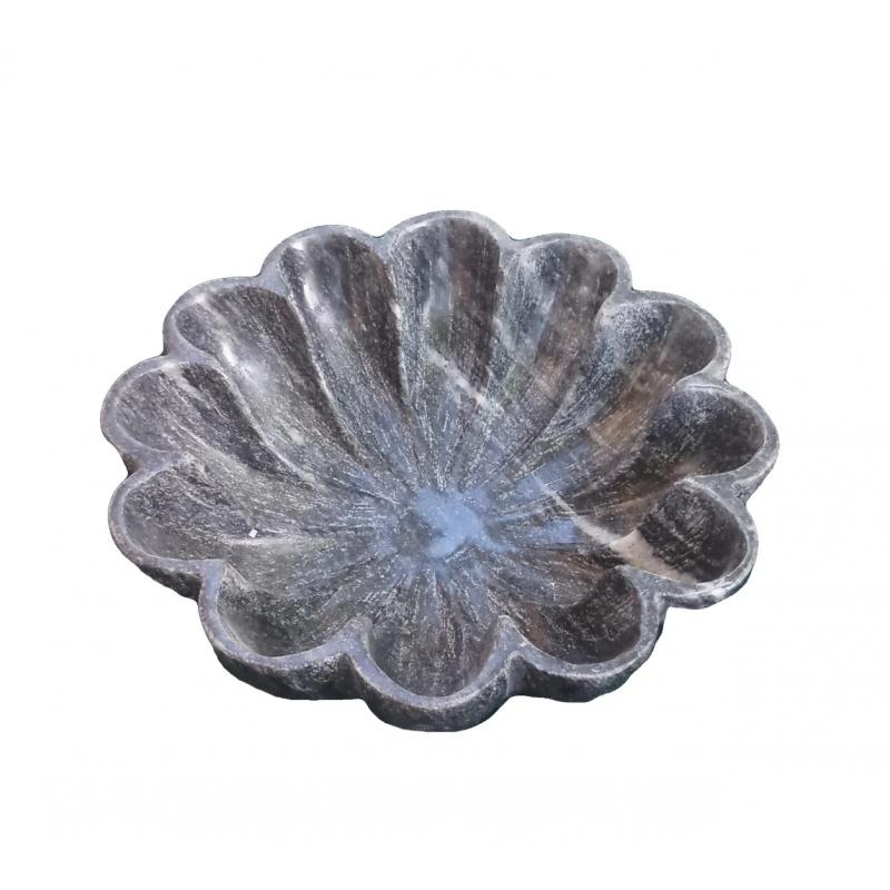Hand-Carved Black Marble Flower Bowl | Elegant Vintage Floral Bowl ...