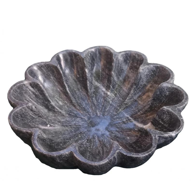 Hand-Carved Black Marble Flower Bowl | Elegant Vintage Floral Bowl ...