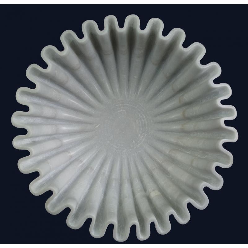 Hand-Carved White Marble Ruffle Bowl | Elegant Decorative Urli | AVI ...