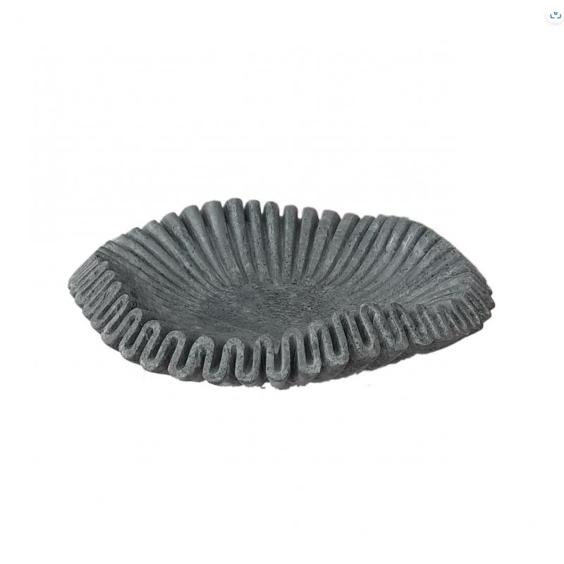 Hand-Carved Black Grey Marble Scallop Ruffle Bowl | Vintage Decorative ...