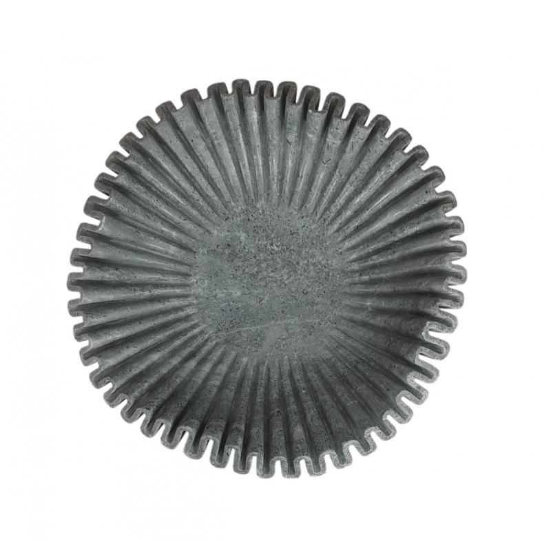 Hand-Carved Black Grey Marble Scallop Ruffle Bowl | Vintage Decorative ...
