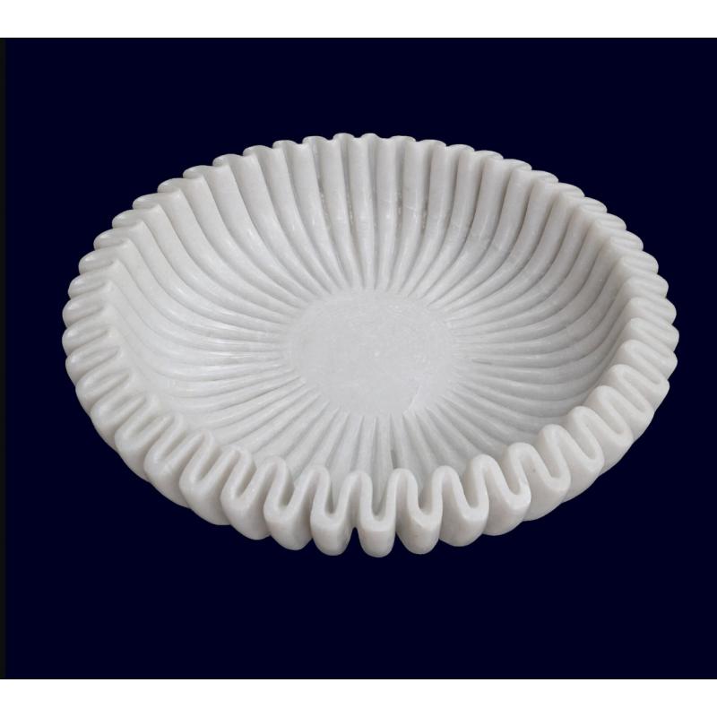 Hand-Carved Rippled Marble Bowl | Decorative Flower Floater & Urli Bowl ...