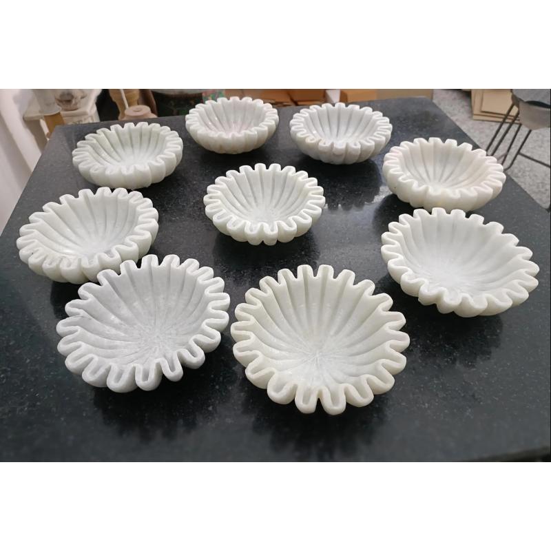 Handmade Ripple Ruffle Marble Inlay Bowl – Luxury Decorative Stone Bowl ...